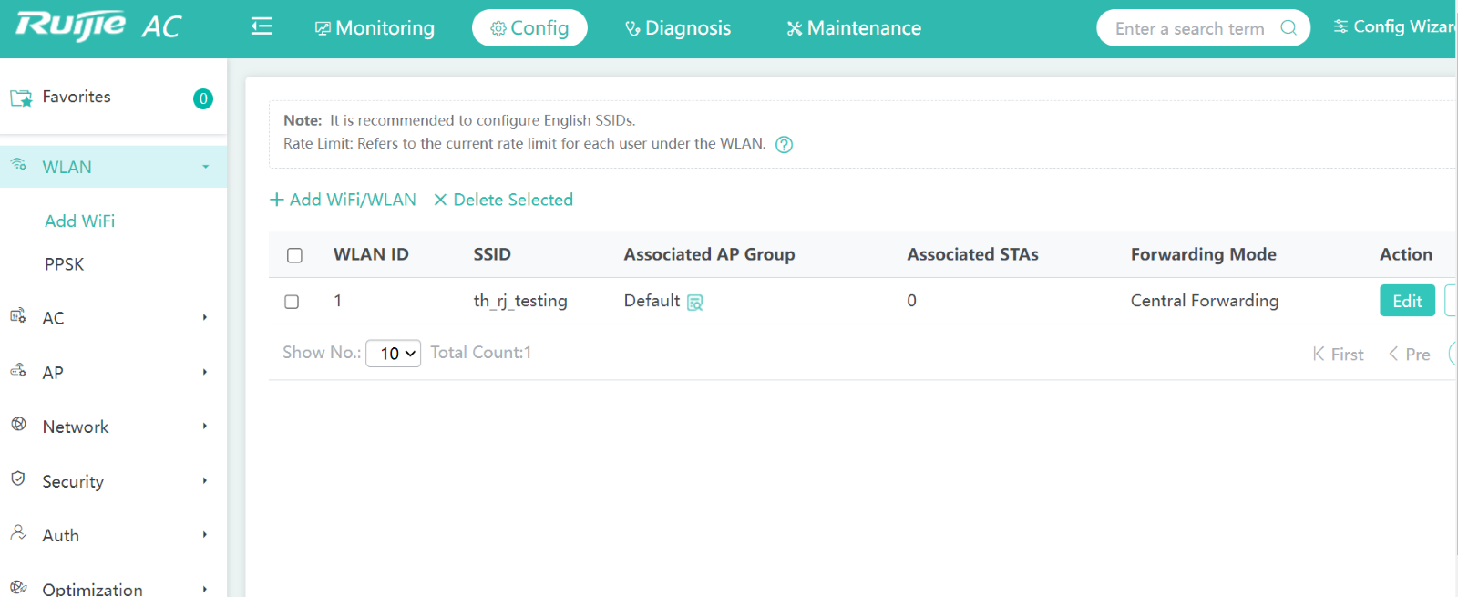 Step 2: Configure Ruijie Controller | FortiNAC-F 7.6.3 | Fortinet Document Library